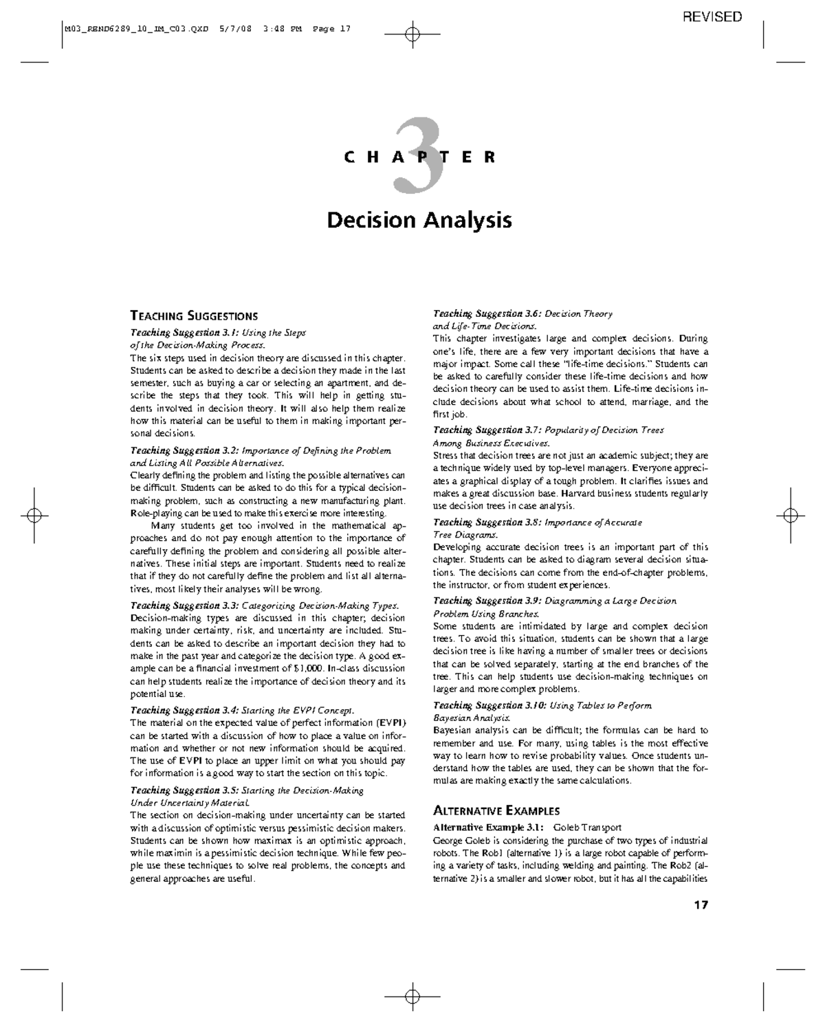 Chapter 03 answers in operation research - 17 TEACHINGSUGGESTIONS ...