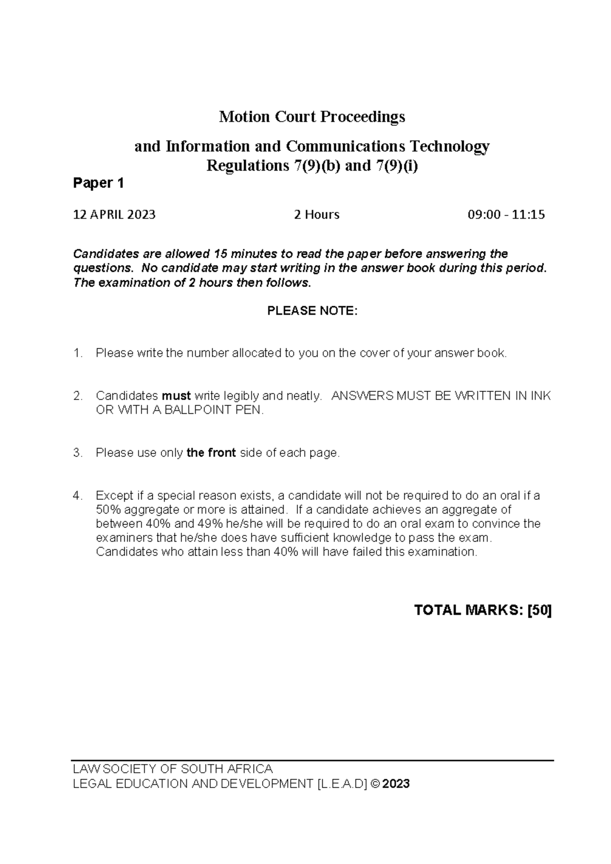 Paper-1 Motion-Court-Proceedings-ICT F2023-1 - LAW SOCIETY OF SOUTH ...