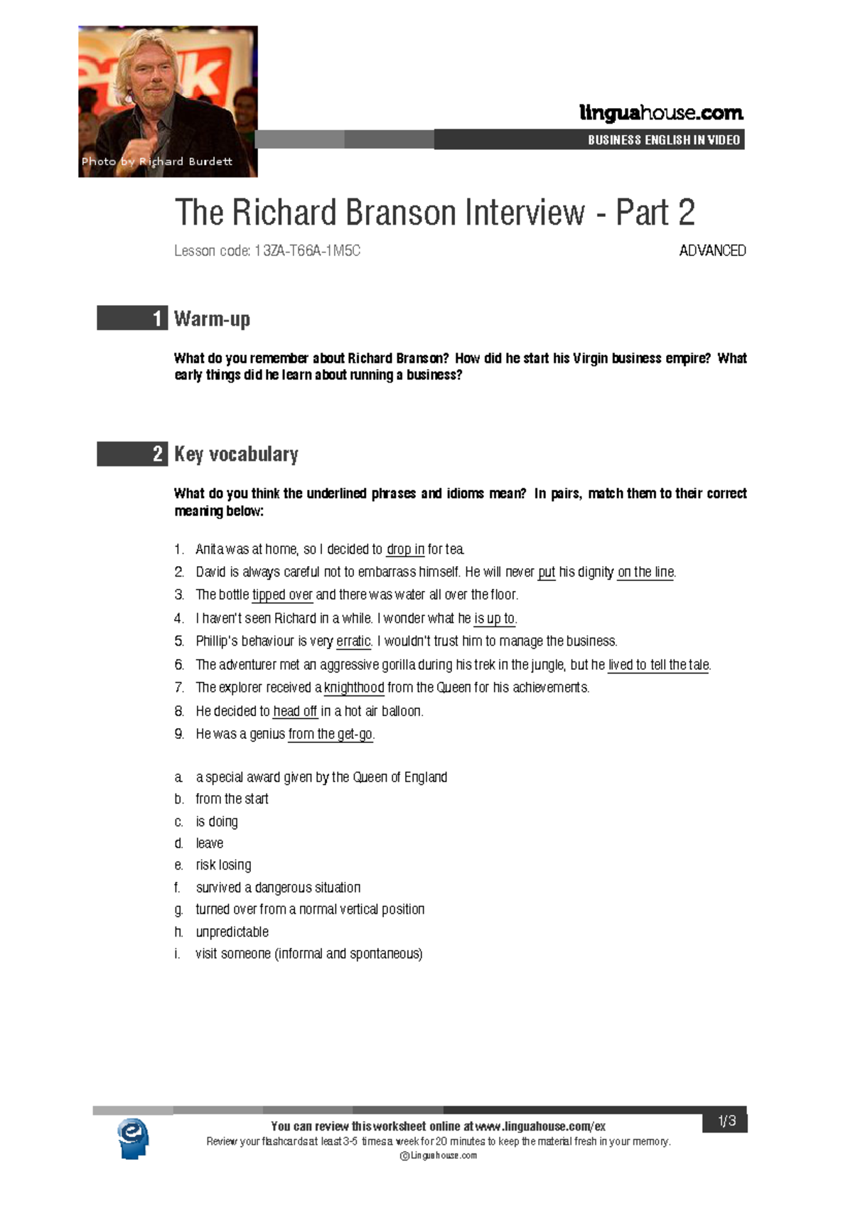 The richard branson interview part 2 british english student bw - AA AA ...