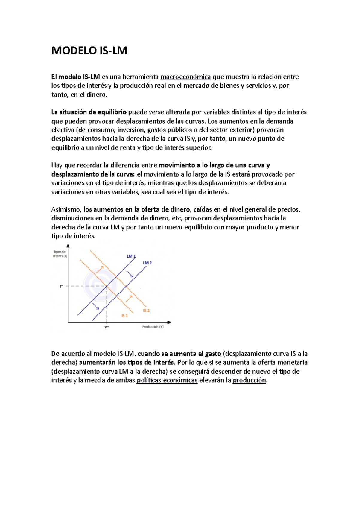 Modelo IS - Apuntes - MODELO IS-LM El modelo IS-LM es una herramienta ...