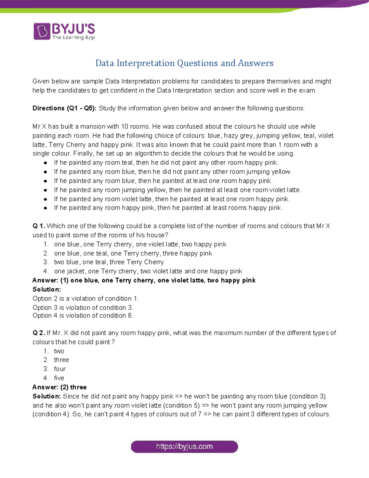 Data Interpretation Questions and Answers - Directions (Q1 - Q5): Study the information given ...