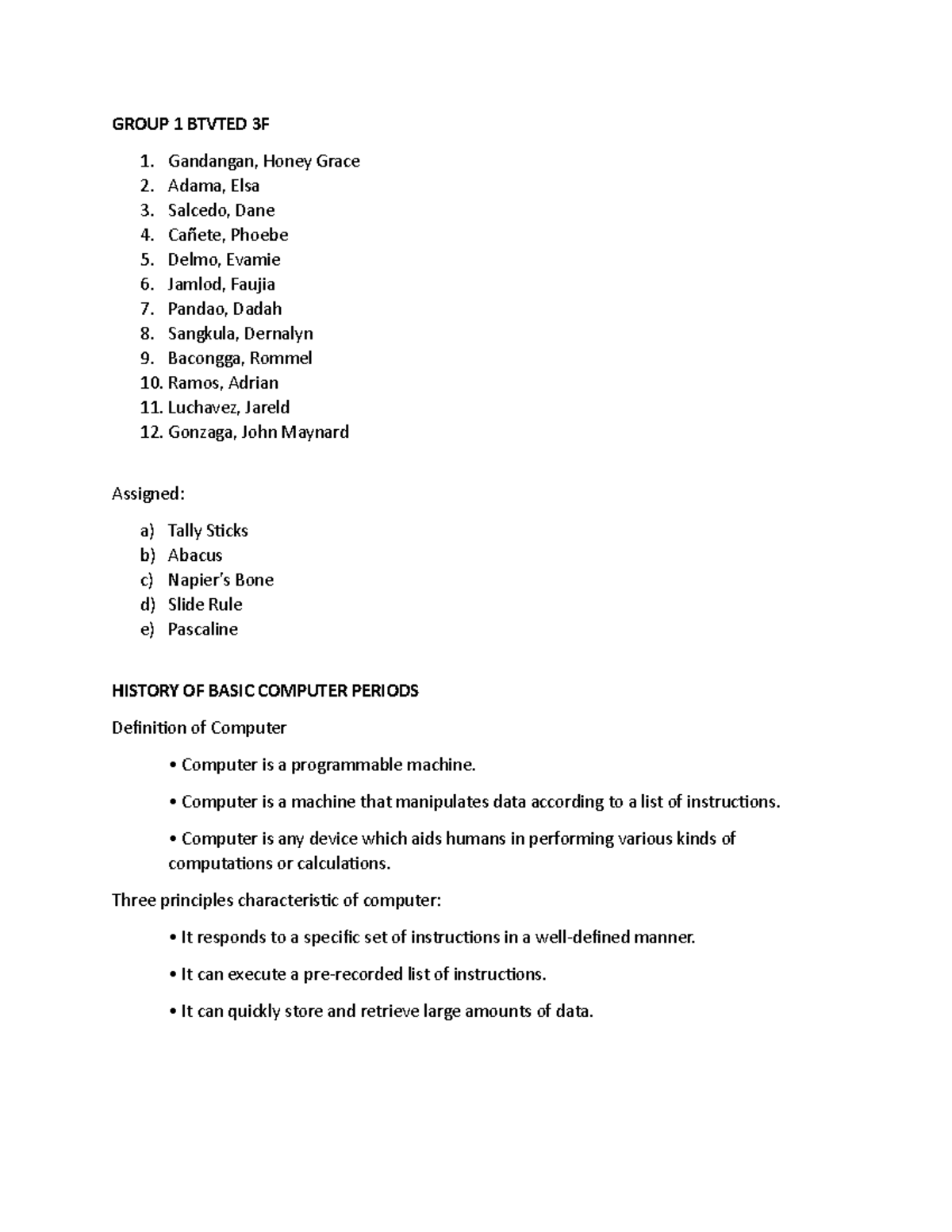 Group 1 Btvted 3F - Lecture notes - GROUP 1 BTVTED 3F Gandangan, Honey ...
