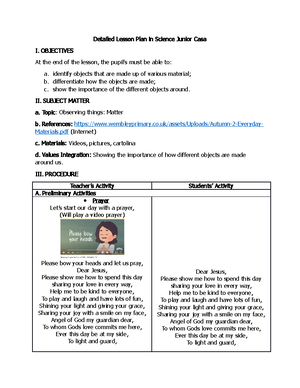 Science 2 Lesson PLAN - DETAILED LESSON PLAN in SCIENCE 2 (The Weather ...
