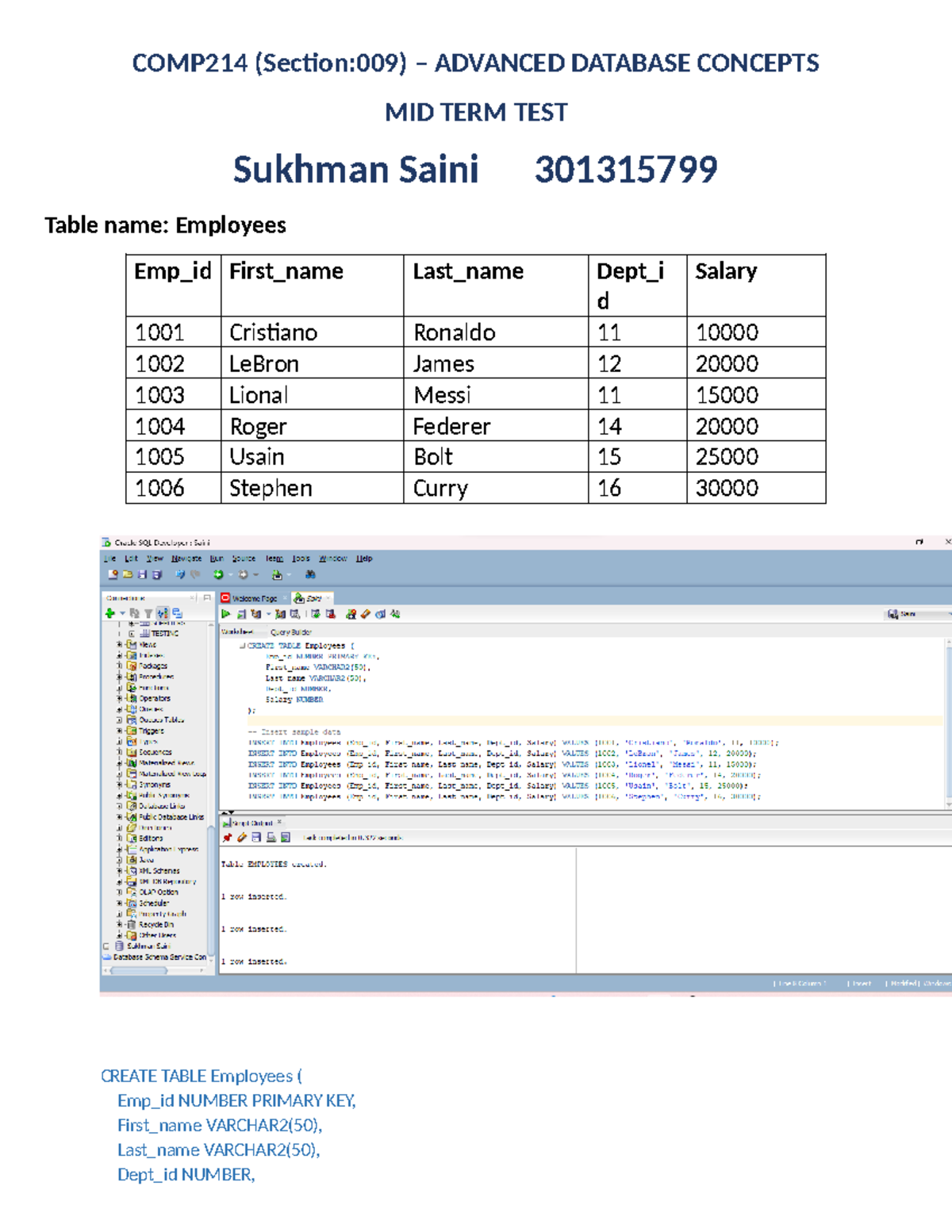 Saini 301315799 Mid Term Test - COMP214 (Section:009) – ADVANCED ...