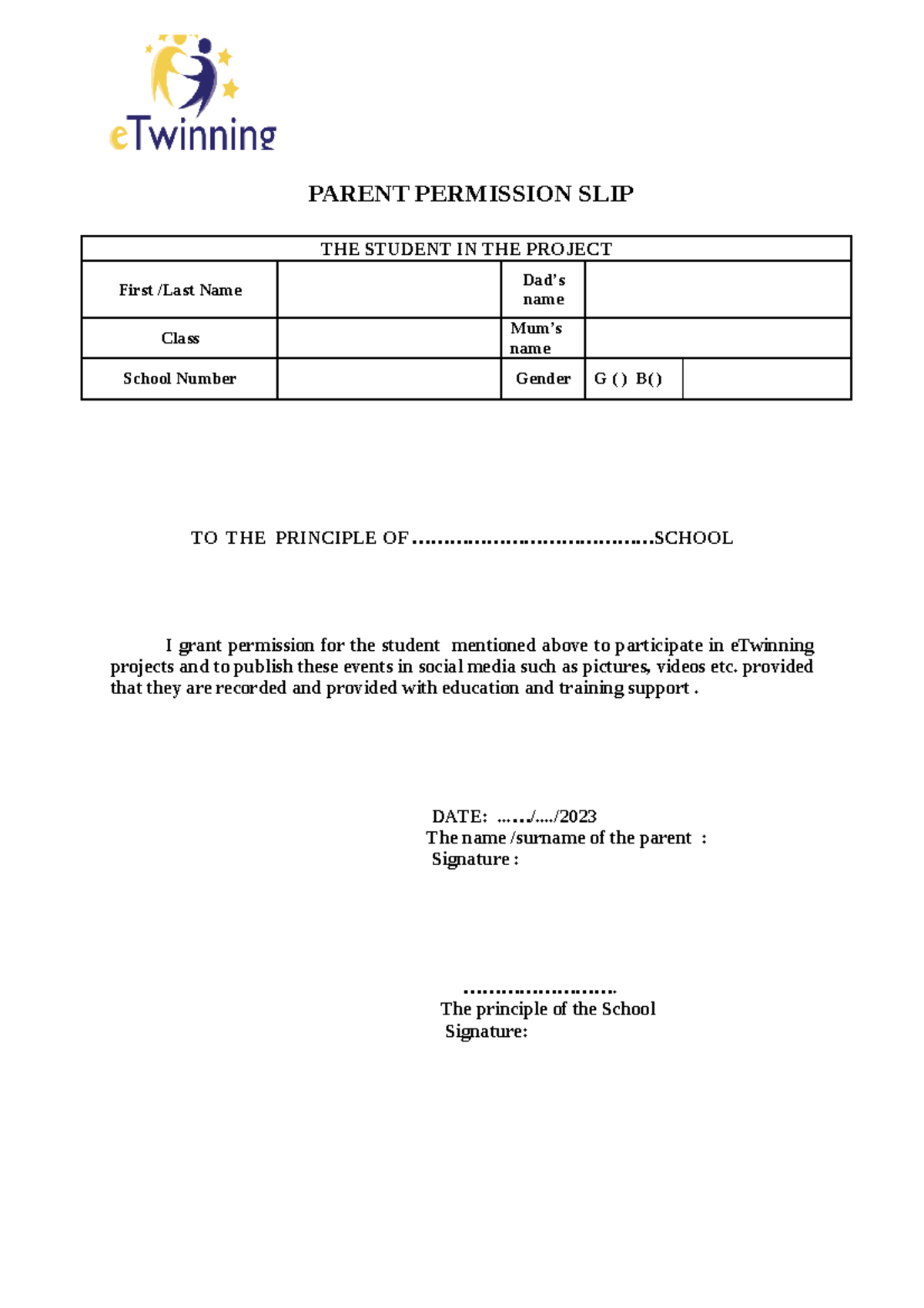 Parent permission-Consent - PARENT PERMISSION SLIP THE STUDENT IN THE ...