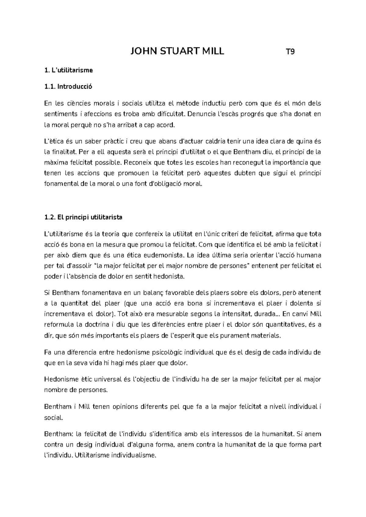 F-John Stuart Mill - Apunts de lasignatura de filosofia contemporanea al colegi cultural de ...