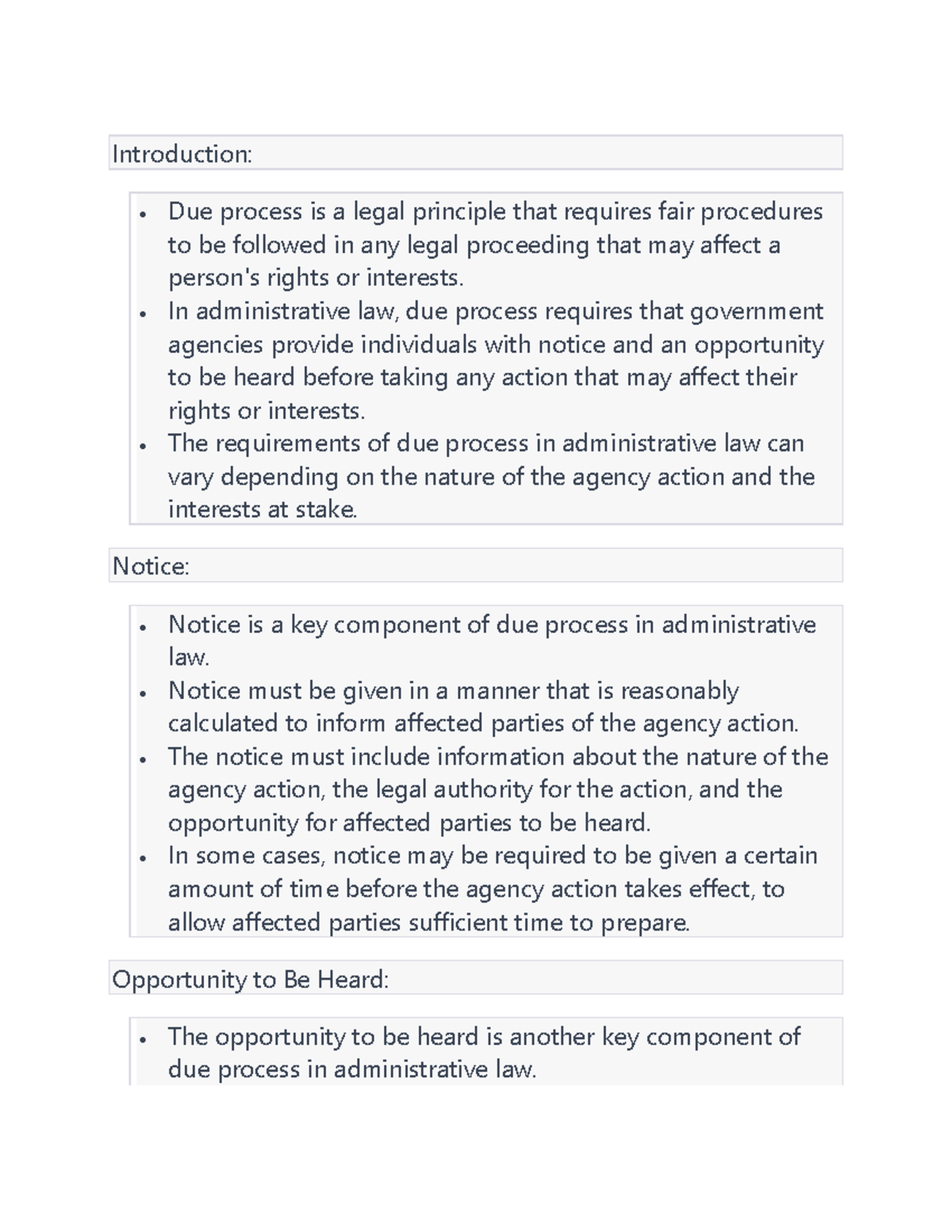 Due Process - Notes - Introduction: • Due process is a legal principle ...