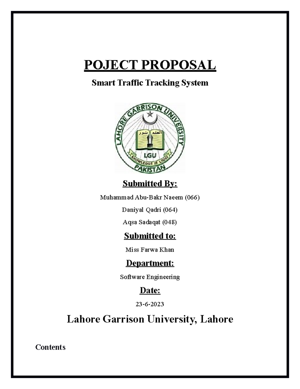 Project Proposal - POJECT PROPOSAL Smart Traffic Tracking System ...