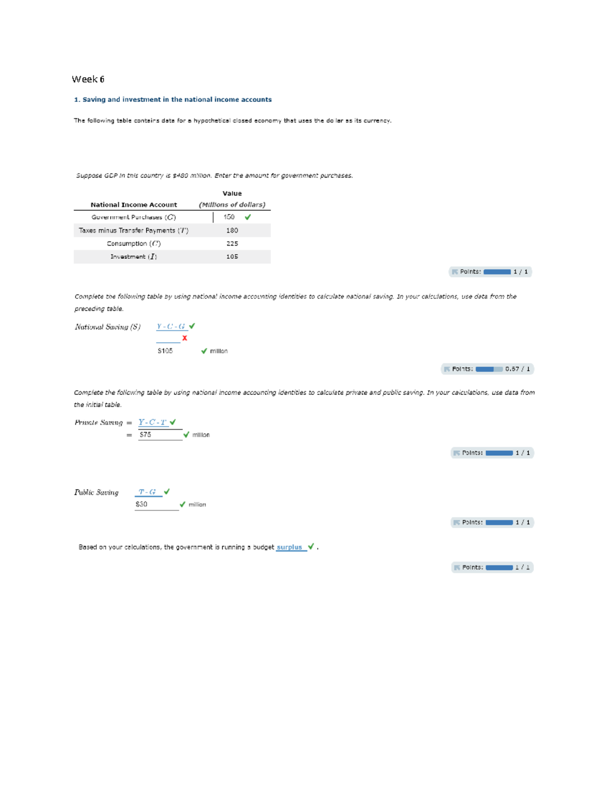 Mac Eco 202 - week 6 quiz - questions 1-10 - Week 6 1. Saving and ...