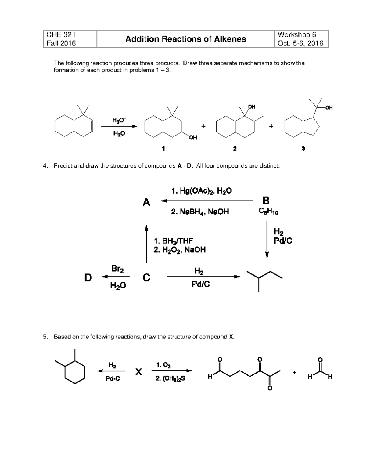 Assignment 6 - Addition Reactions of Alkenes - Warning: TT: undefined ...