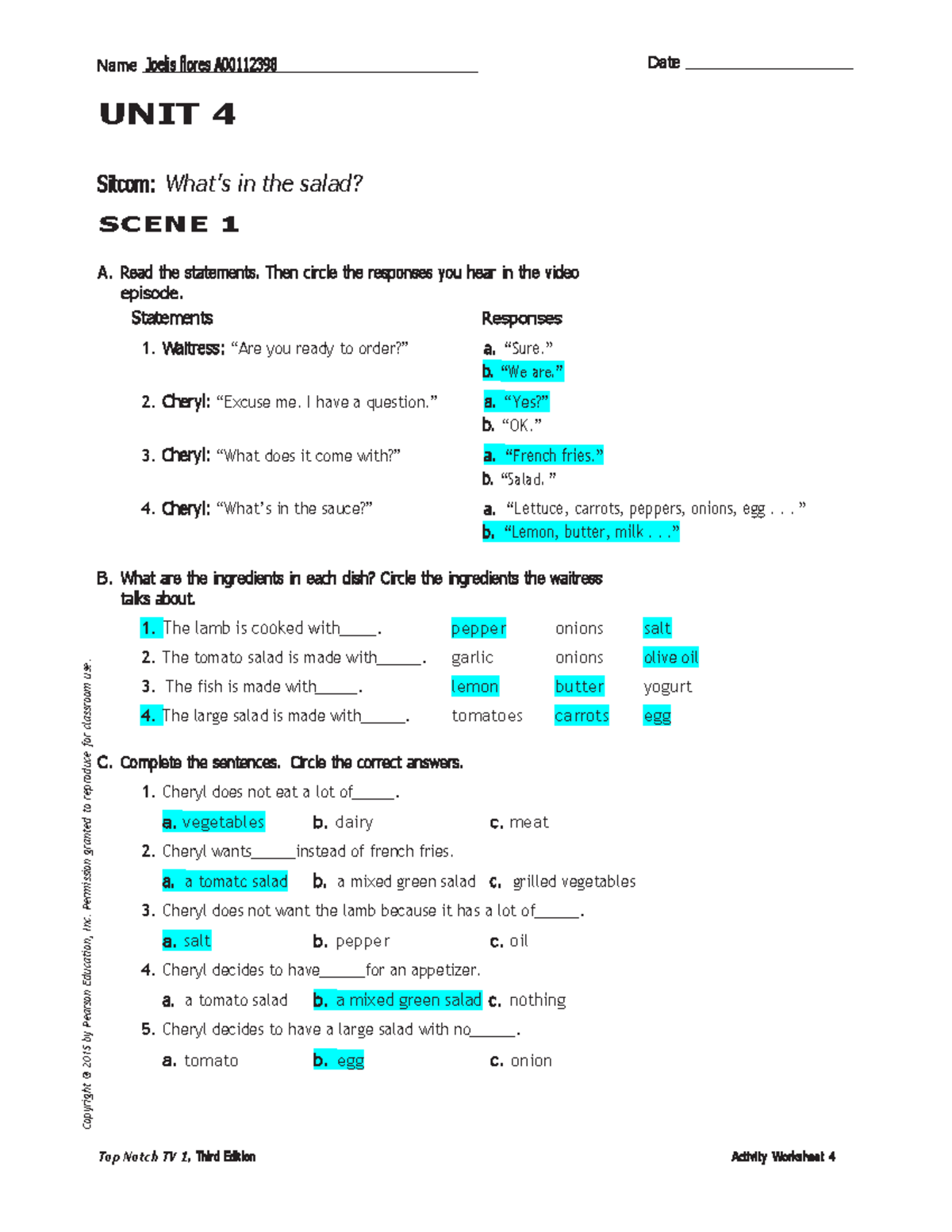 UNIT 04 Video Worksheets 1 - Name Joelis flores A 00112398 Date UNIT 4 ...