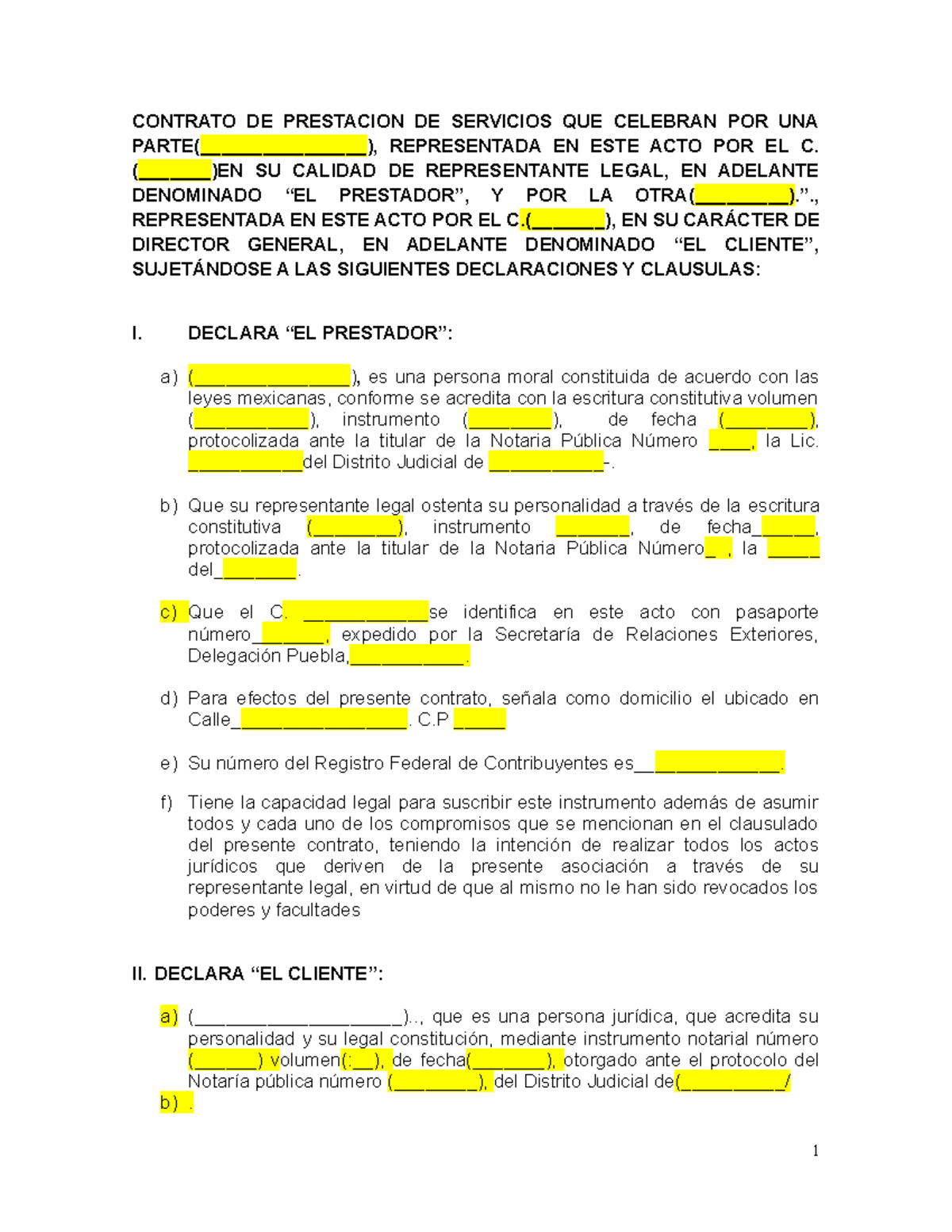 Contrato PSP - CONTRATO DE PRESTACION DE SERVICIOS QUE CELEBRAN POR UNA ...