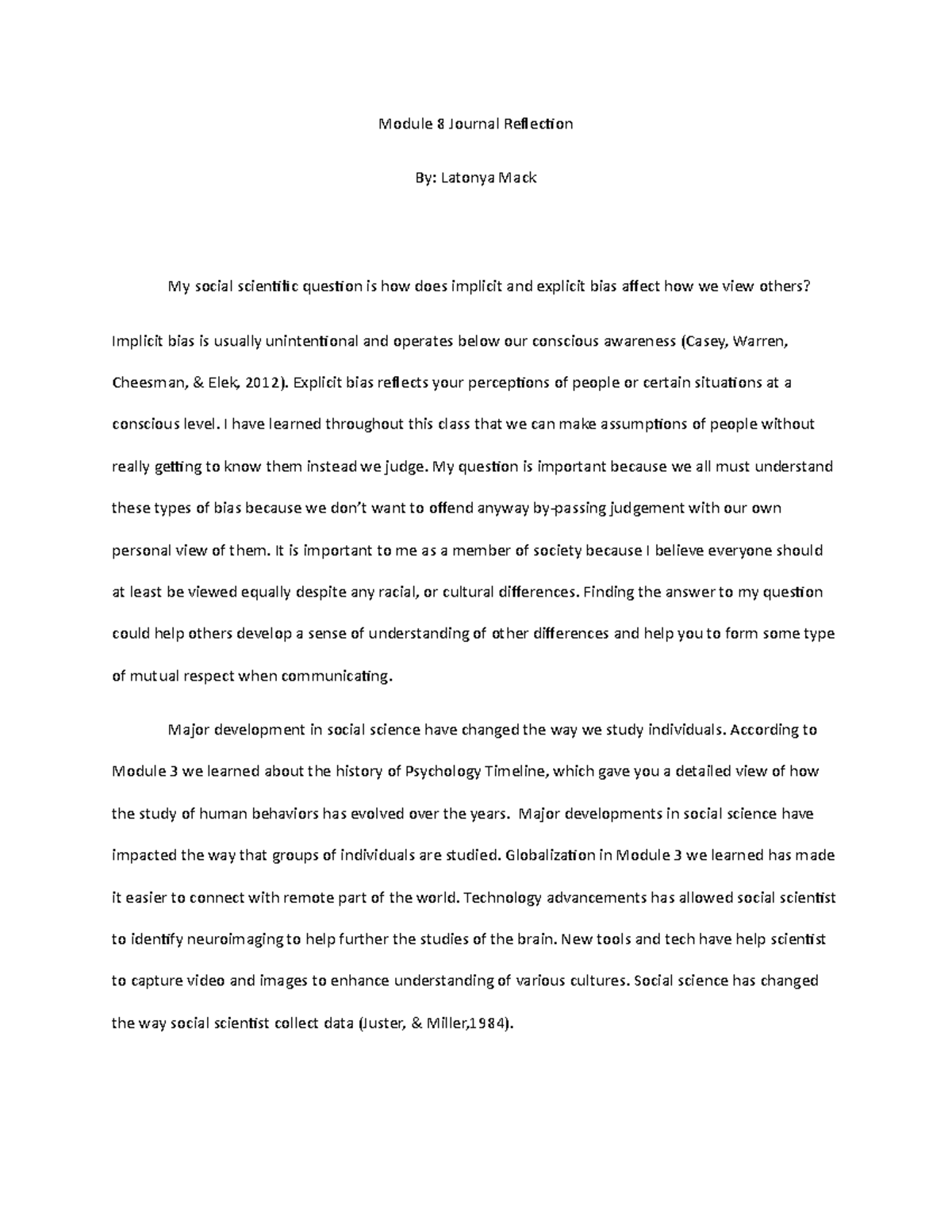 Module 8 journal reflection - Module 8 Journal Reflection By: Latonya ...