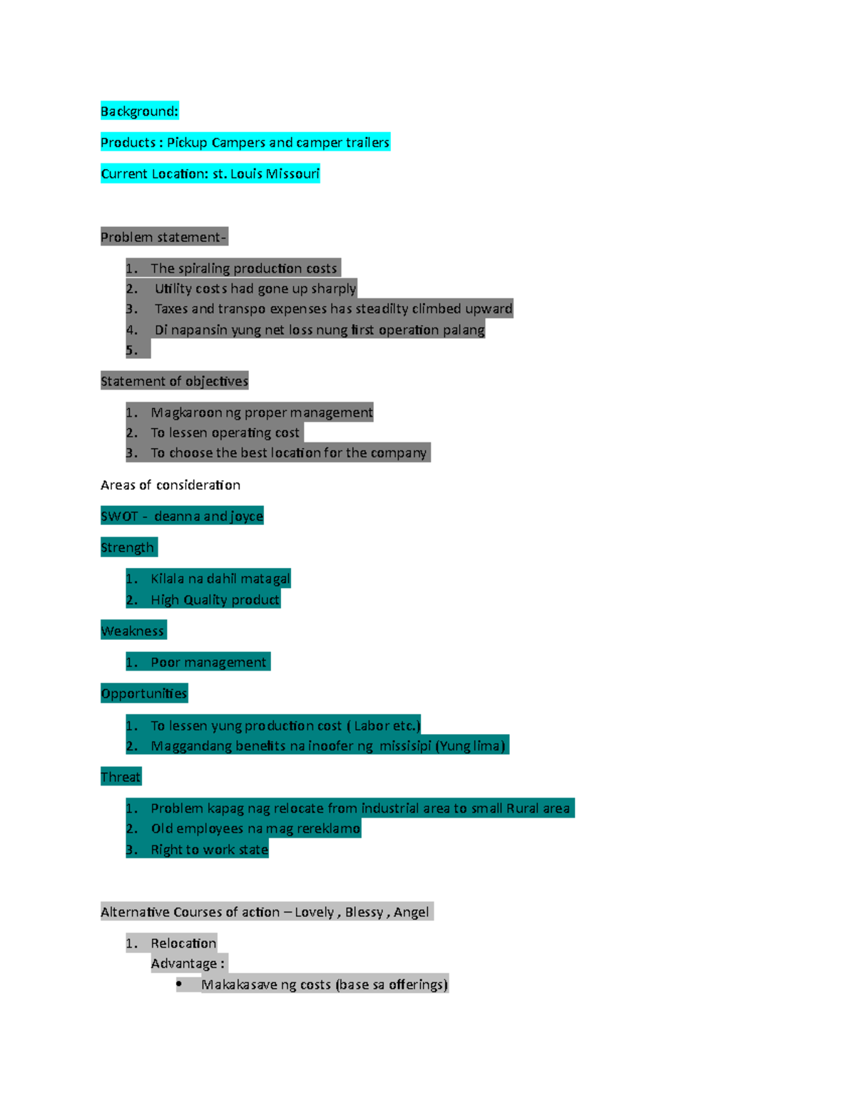 Case study no. 1 draft - Background: Products : Pickup Campers and ...