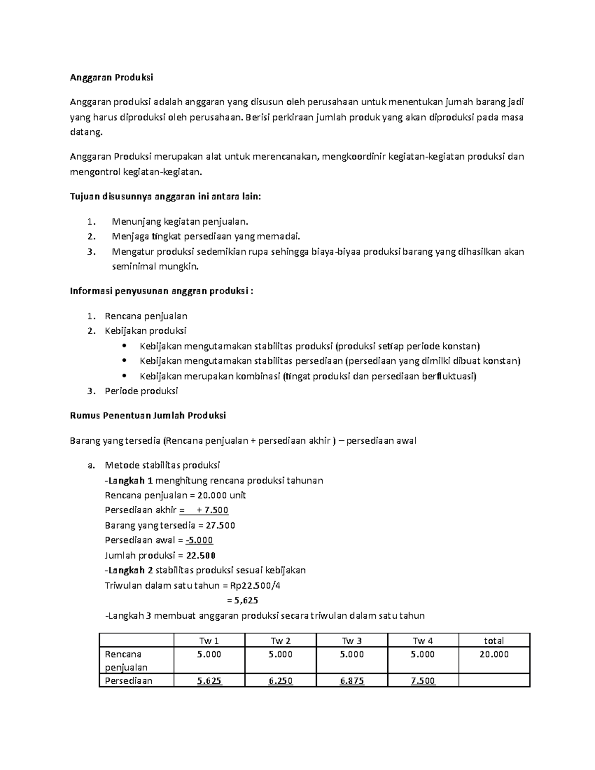 Materi uts kwu - Anggaran Produksi Anggaran produksi adalah anggaran ...