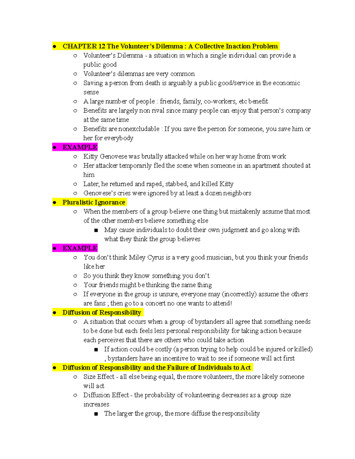 Chapter 12 - CHAPTER 12 The Volunteer’s Dilemma : A Collective Inaction ...