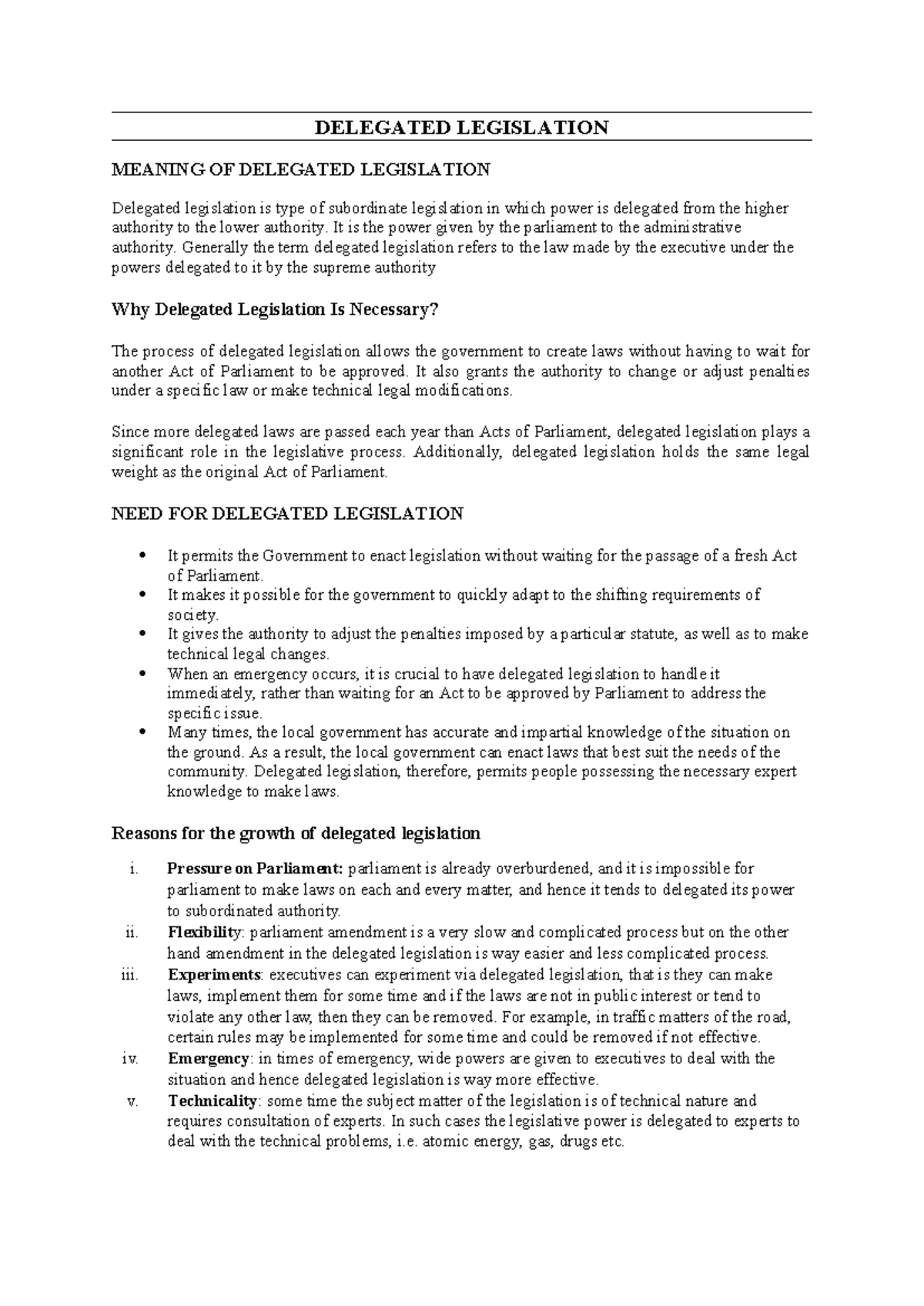 Delegated Legislation - DELEGATED LEGISLATION MEANING OF DELEGATED ...