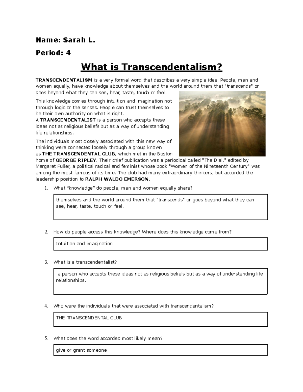 Copy of [Template] What is Transcendentalism close read - Merrideth ...