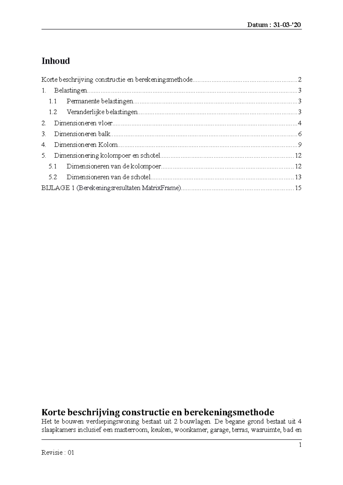 Betonconstructie appartement - Inhoud Korte beschrijving constructie en ...