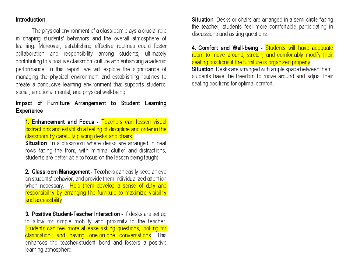 Report- Script - Summary BSA - Introduction The physical environment of ...