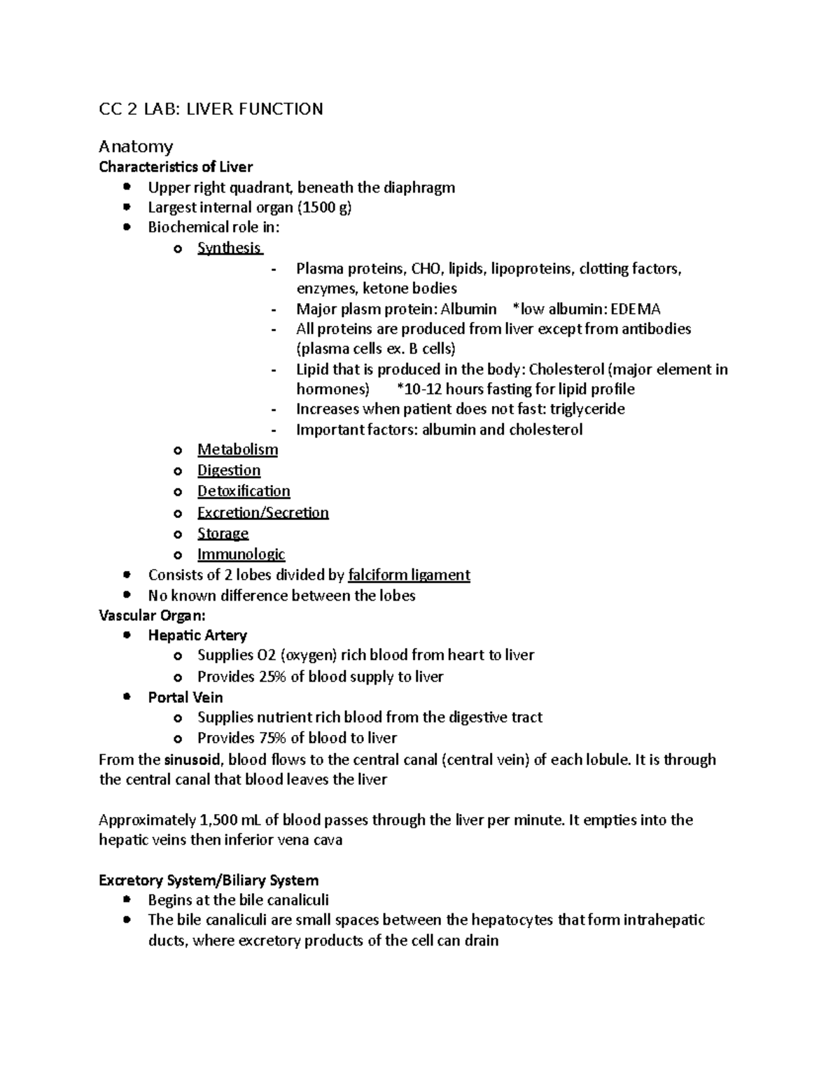 CC 2 LAB- lesson 12334 - CC 2 LAB: LIVER FUNCTION Anatomy ...