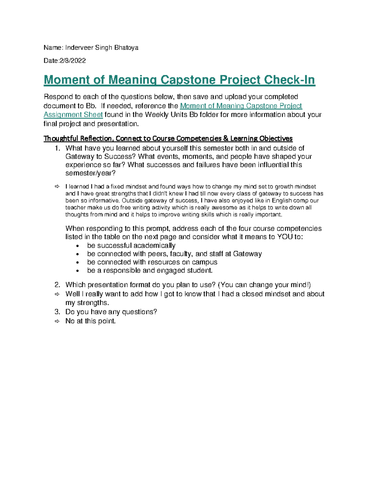 Capstone project - If needed, reference the Moment of Meaning Capstone ...