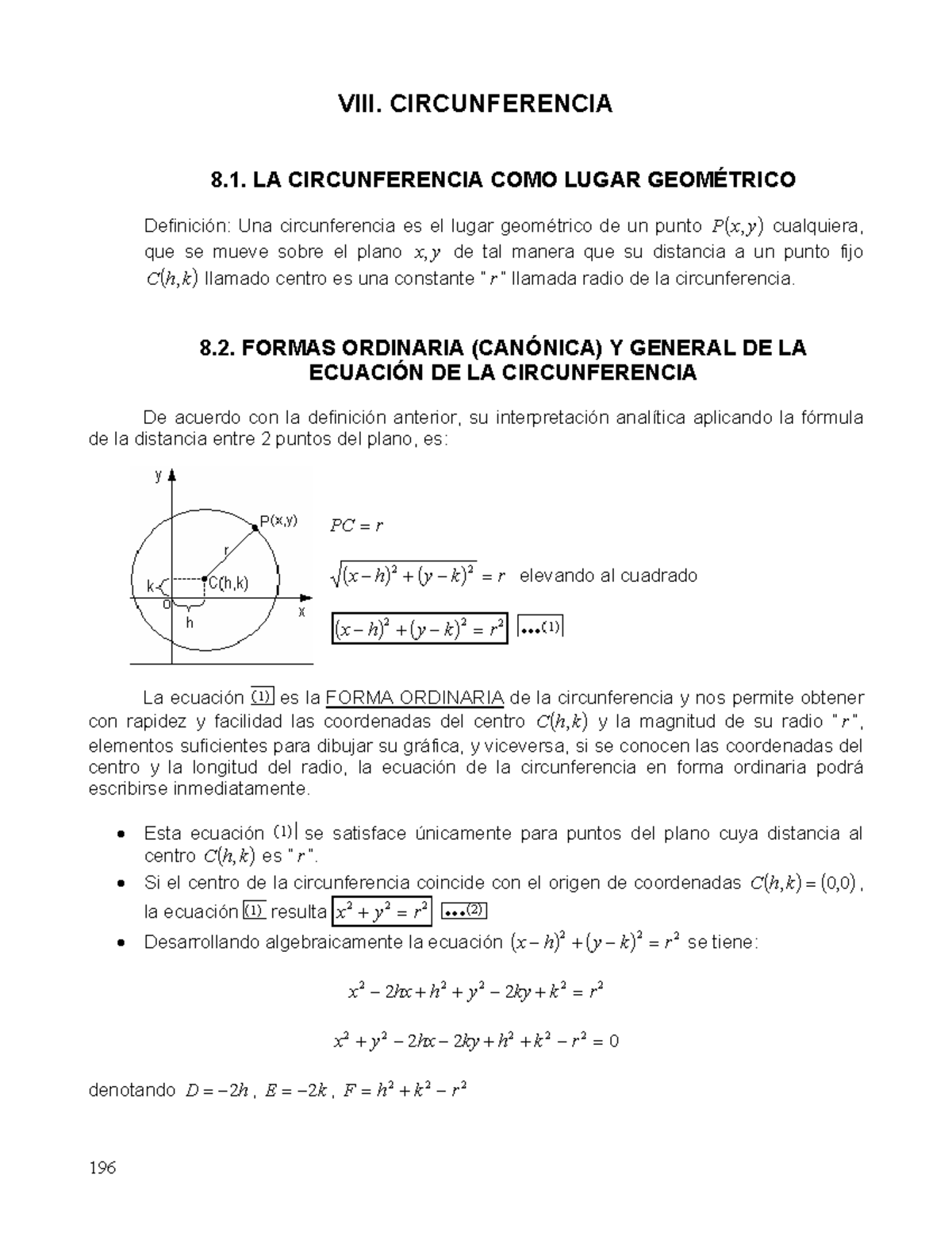 Circunferencia - requerido - VIII. CIRCUNFERENCIA 8. LA CIRCUNFERENCIA ...