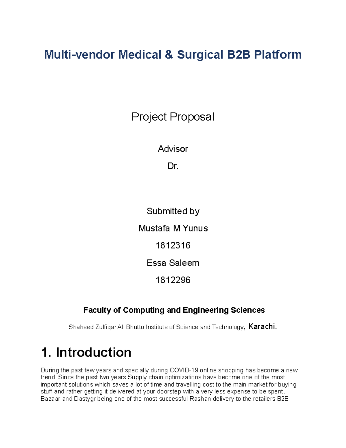 FYP Proposal - need this software for my project - Multi-vendor Medical ...