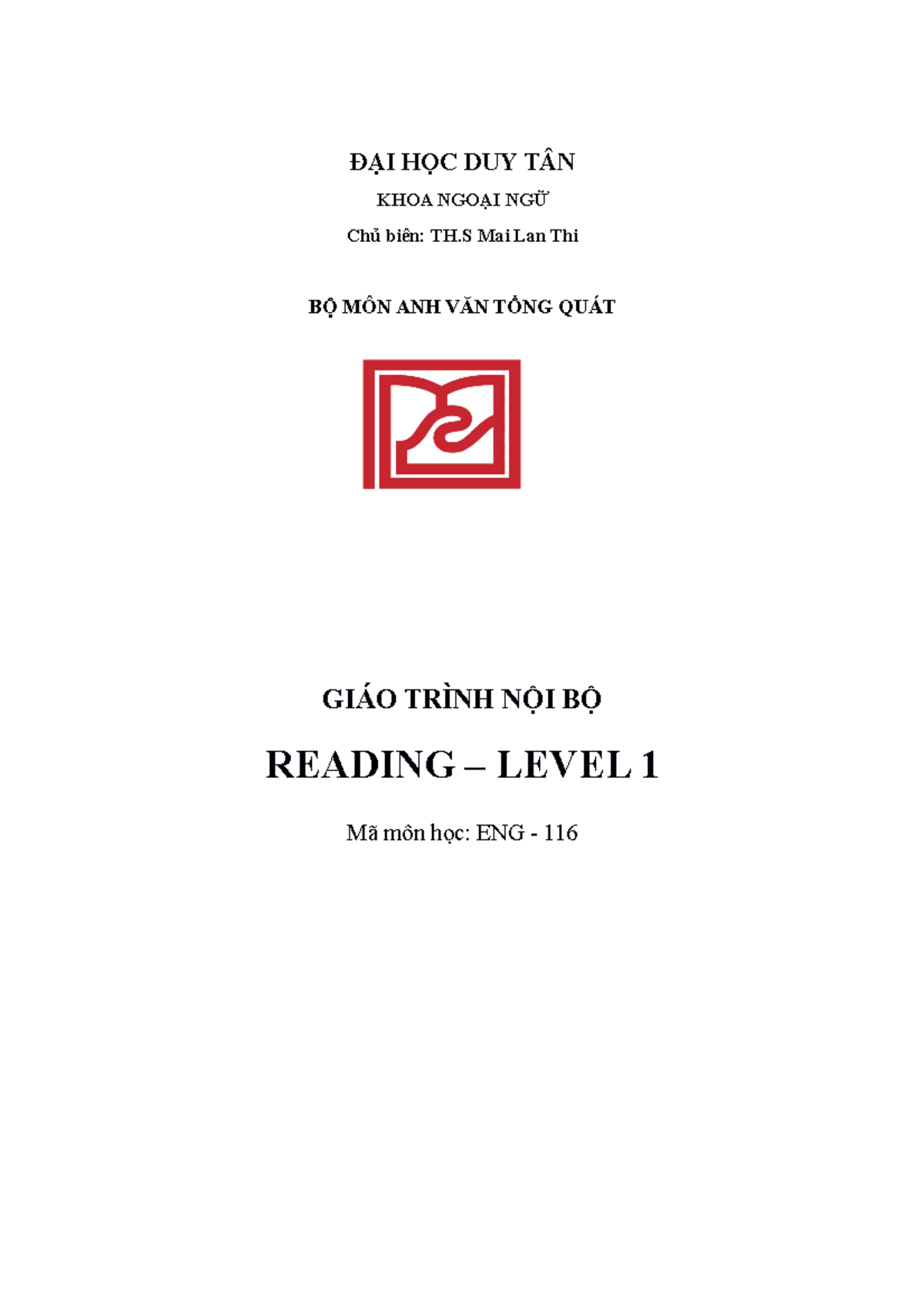 GIAO Trinh Reading Level 1 -CAP NHAT LAN CUOI 31-12-2014 - ĐẠI HỌC DUY ...