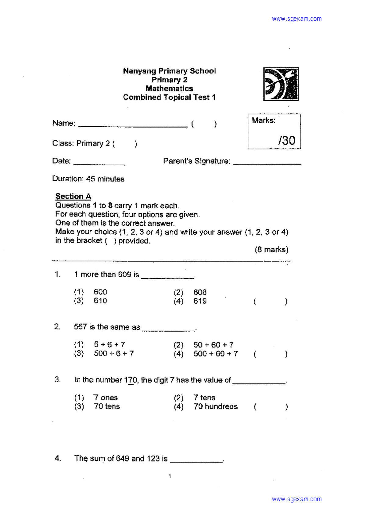 2019-P2-Math-Topical Test 1,2,3-Nanyang - Nanyang Primary School ...