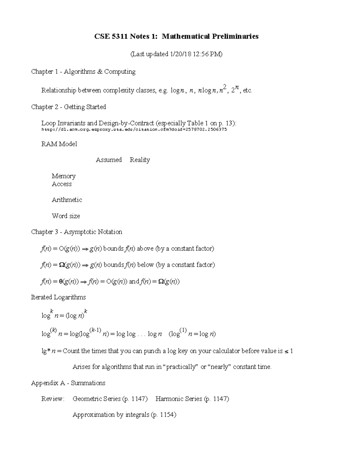Notes 01 - Mathematical Preliminaries - CSE 5311 Notes 1: Mathematical ...