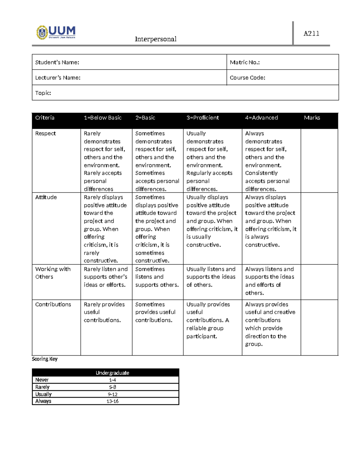 3. LG4 Interpersonal - Reflection Report - Interpersonal A Student’s ...
