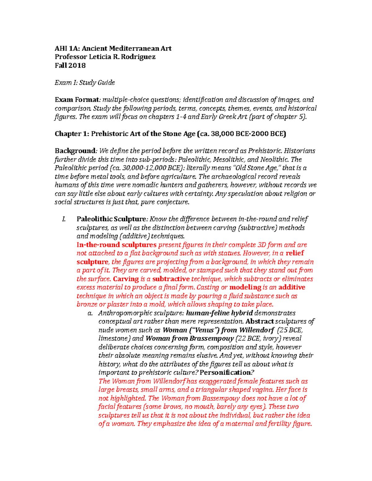 AHI 1A Midterm Study Guide - AHI 1A: Ancient Mediterranean Art ...