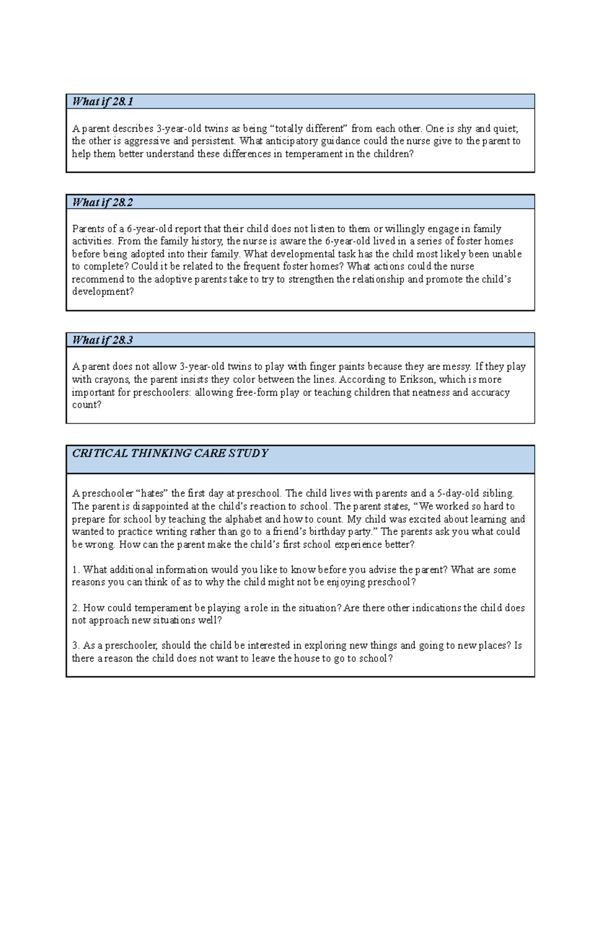 Pedia-NCP-Making - ncp - What if 28. A parent describes 3-year-old ...