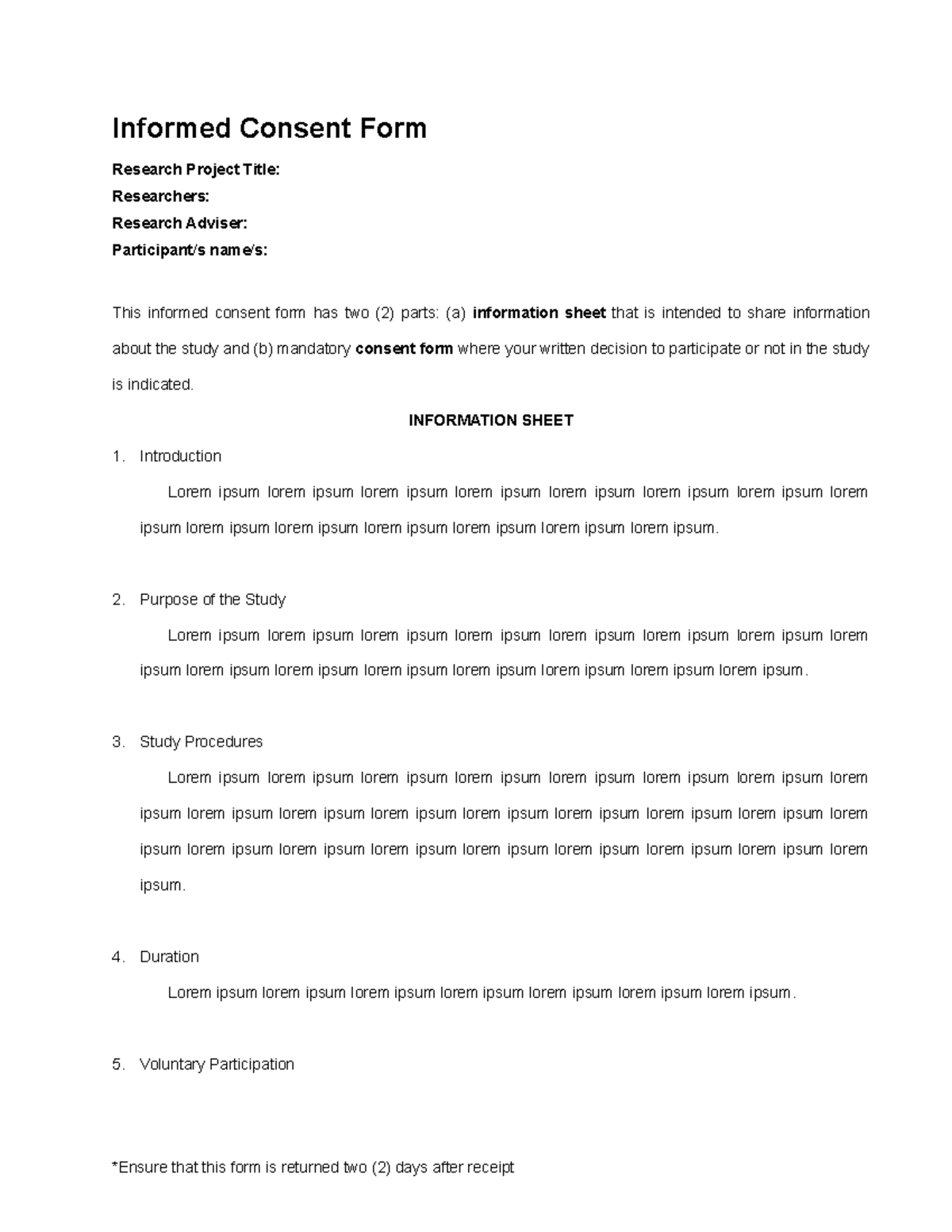SH1920 - Practical Research 1 e LMS Sample Consent Form - Informed ...
