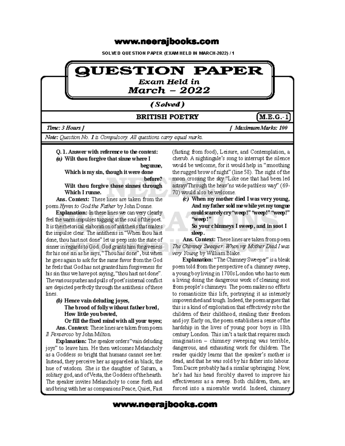 MEG-01 QP - MA English Question Paper - SOLVED QUESTION PAPER (EXAM ...