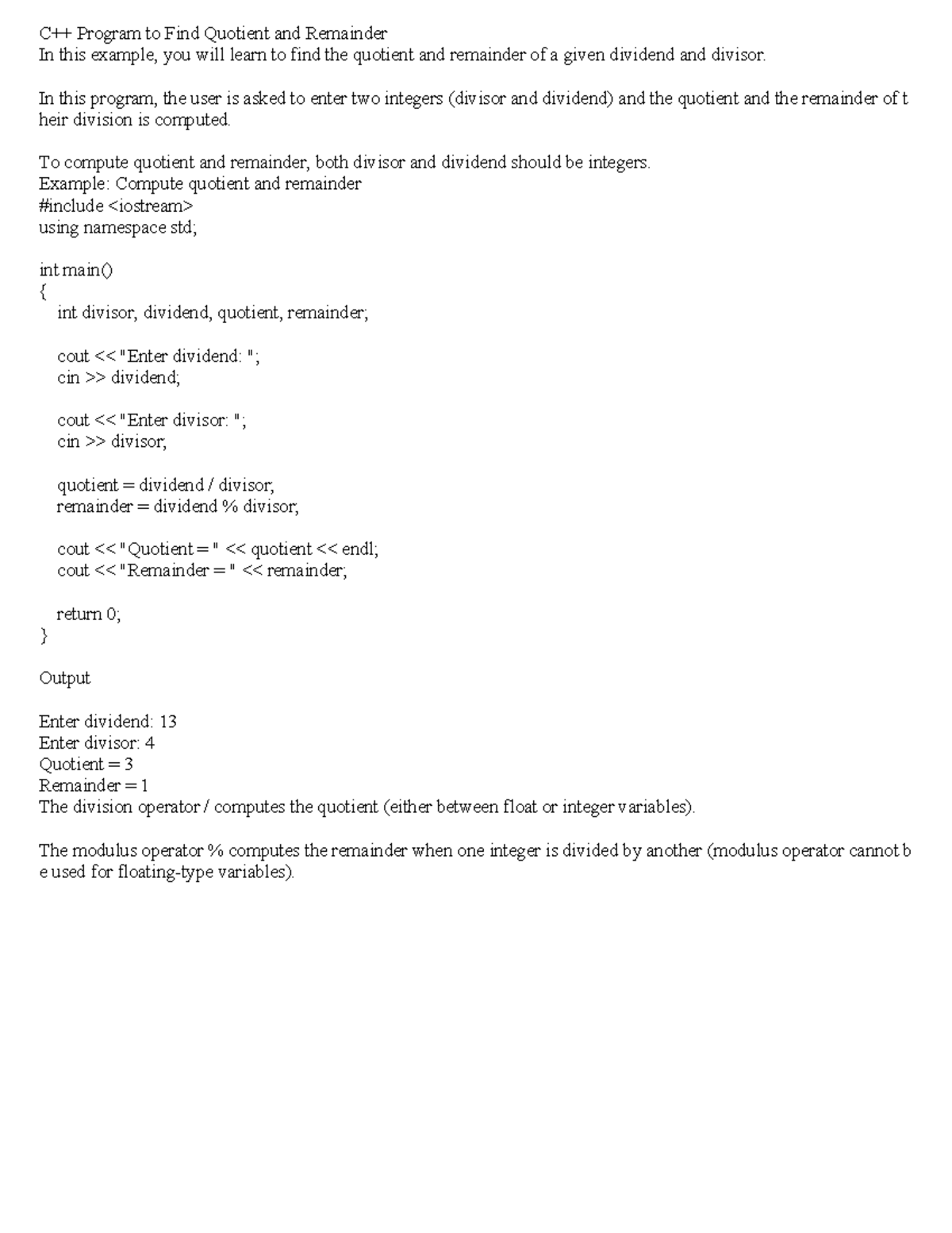 Soda PDF-converted-c3 - C++ Program to Find Quotient and Remainder In ...