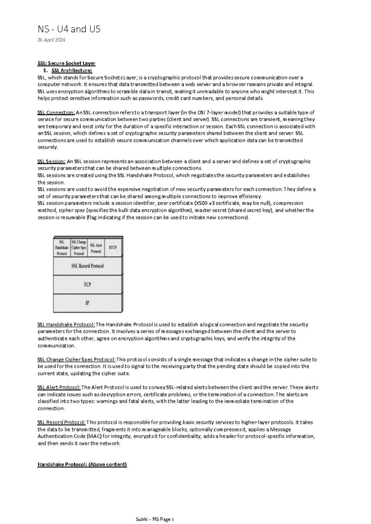 Network Security -SEM PREP - SSL: Secure Socket Layer 1. SSL Architecture: SSL, which stands for ...