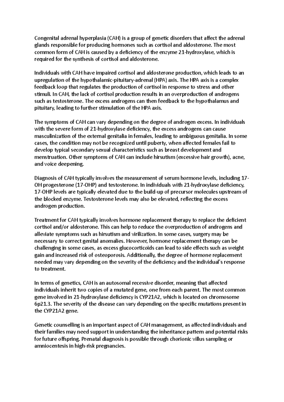 CAH disorder - Congenital adrenal hyperplasia (CAH) is a group of ...