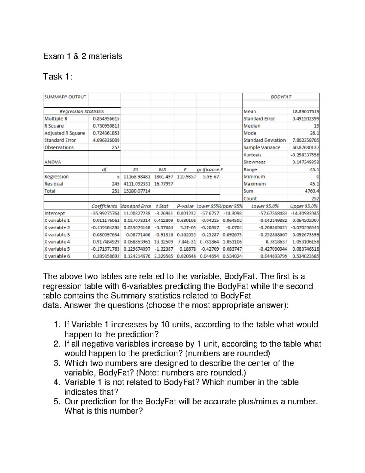 Exam 1 and 2 materials review revised - Exam 1 & 2 materials Task 1 ...