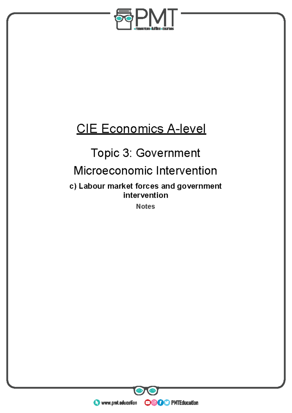 C) Labour market forces and government intervention - CIE Economics A ...