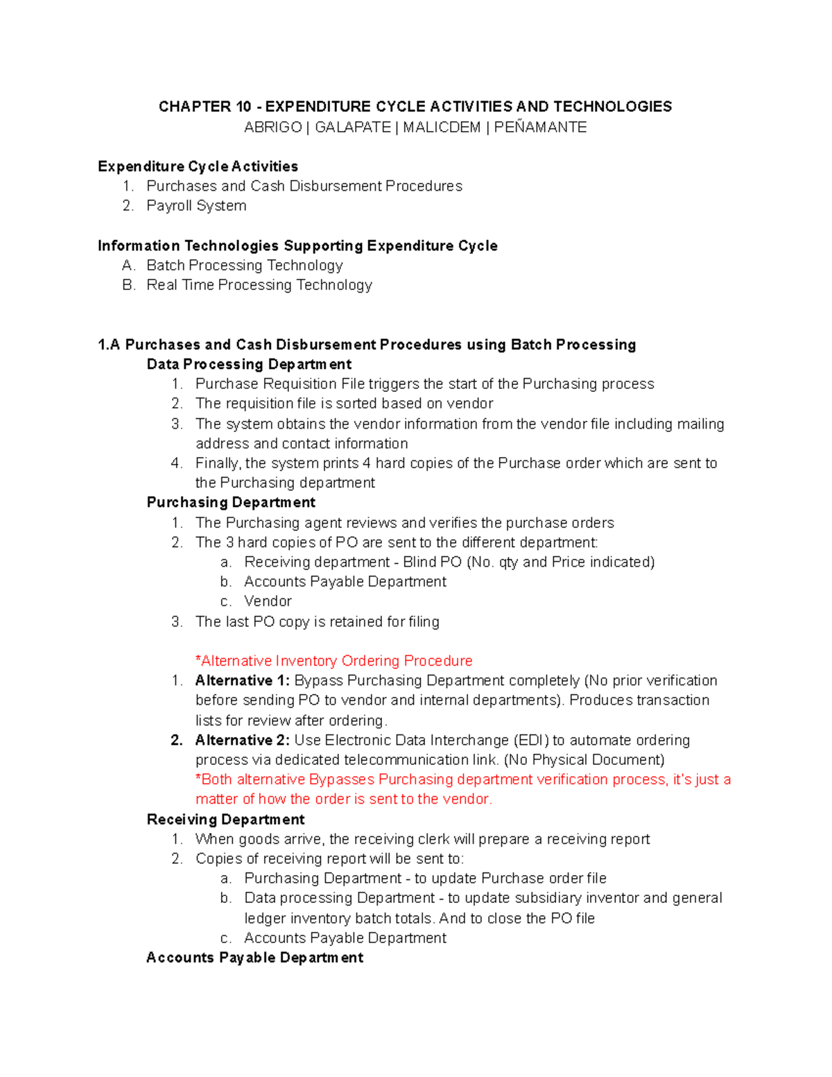 Chapter 10 - cis environment - CHAPTER 10 - EXPENDITURE CYCLE ...