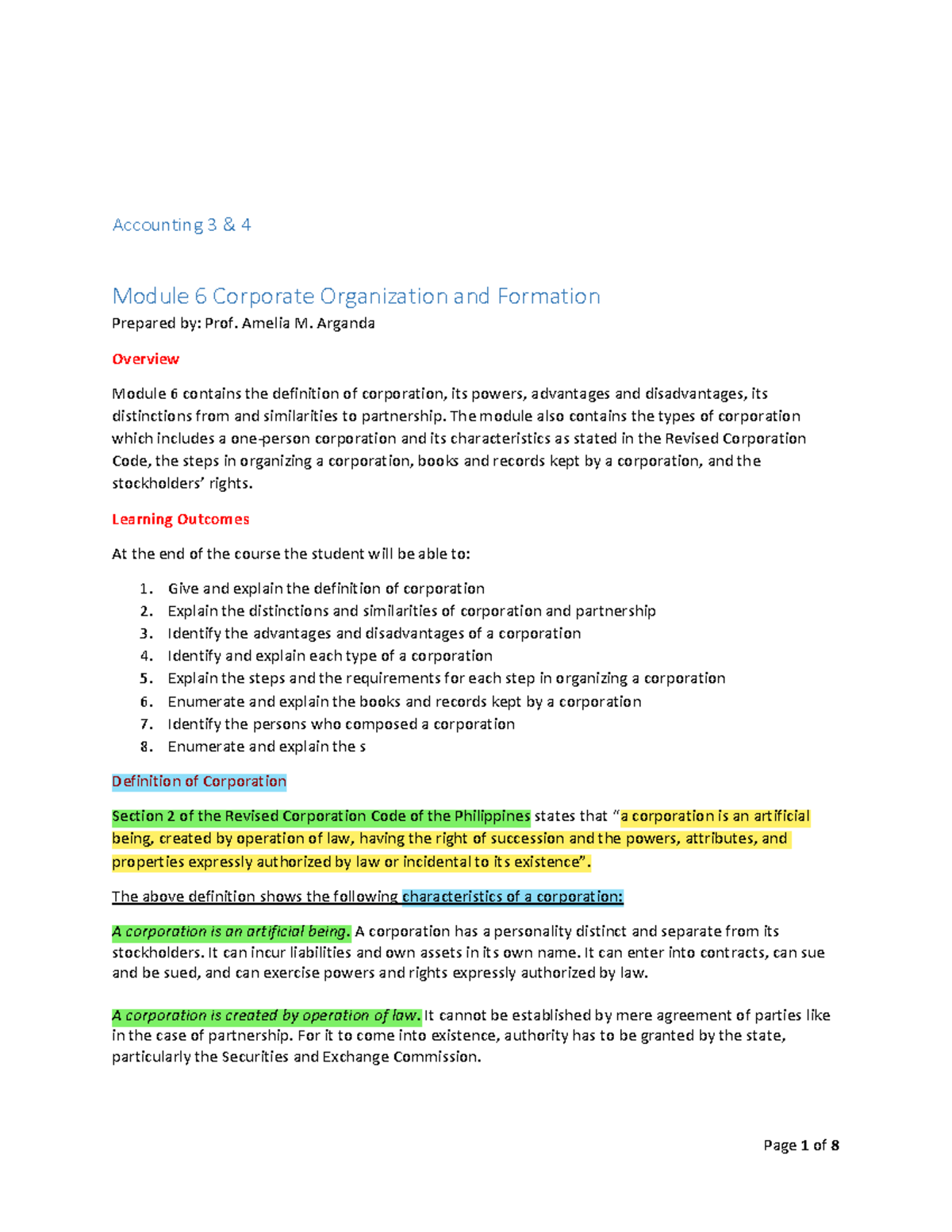 Accounting 3 4 Module 6 - Prof. Arganda - Accounting 3 & 4 Module 6 ...