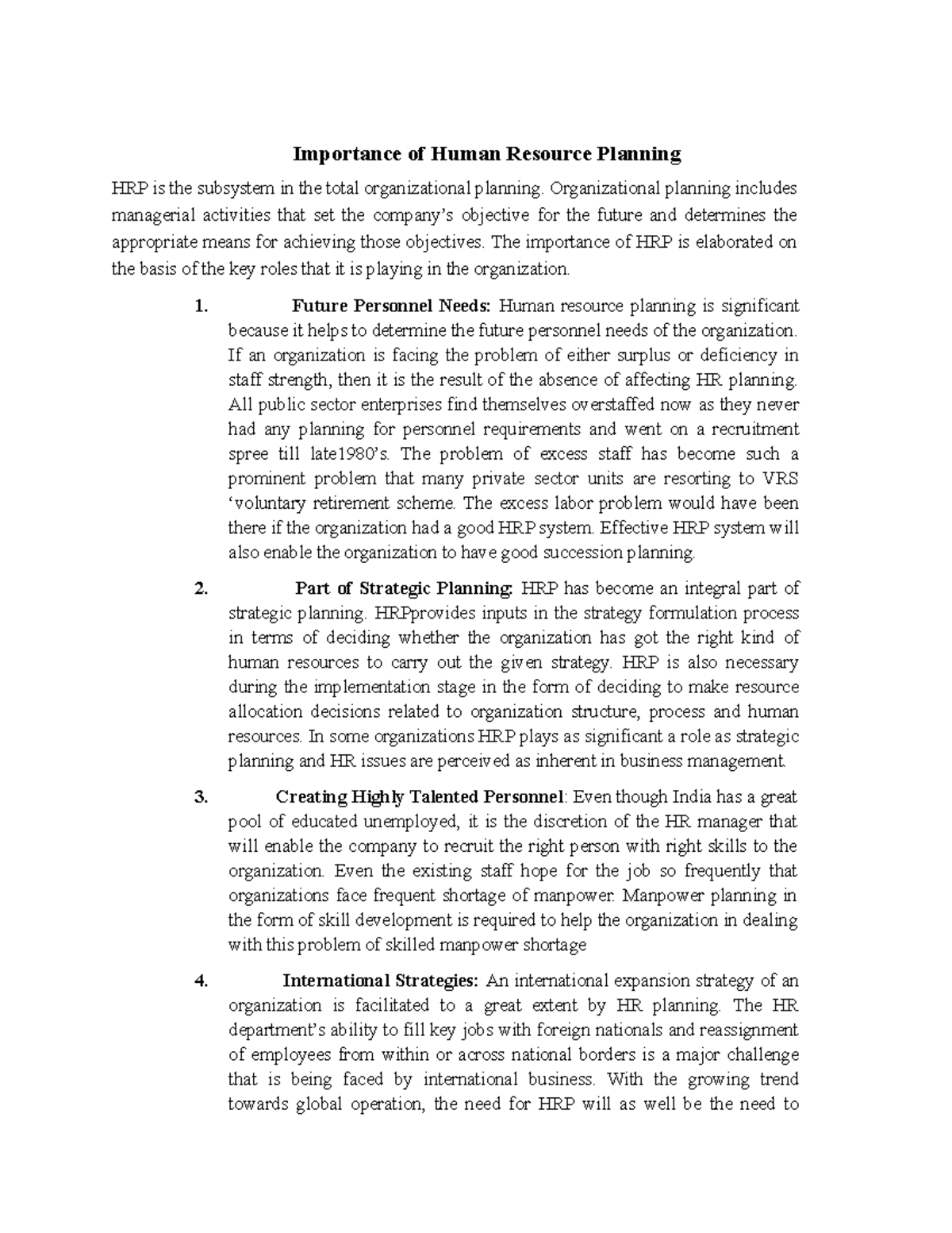 Importance of Human Resource Planning - Organizational planning ...