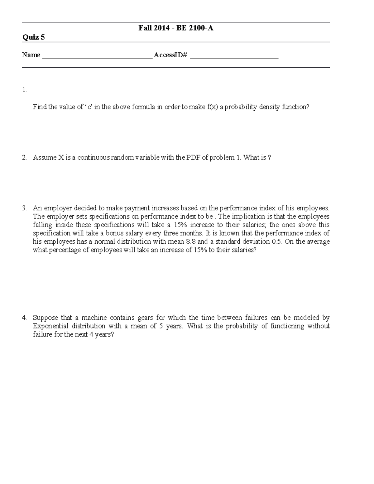 Fall2014-Q5-Solution - BE 2100 - Wayne State - Studocu