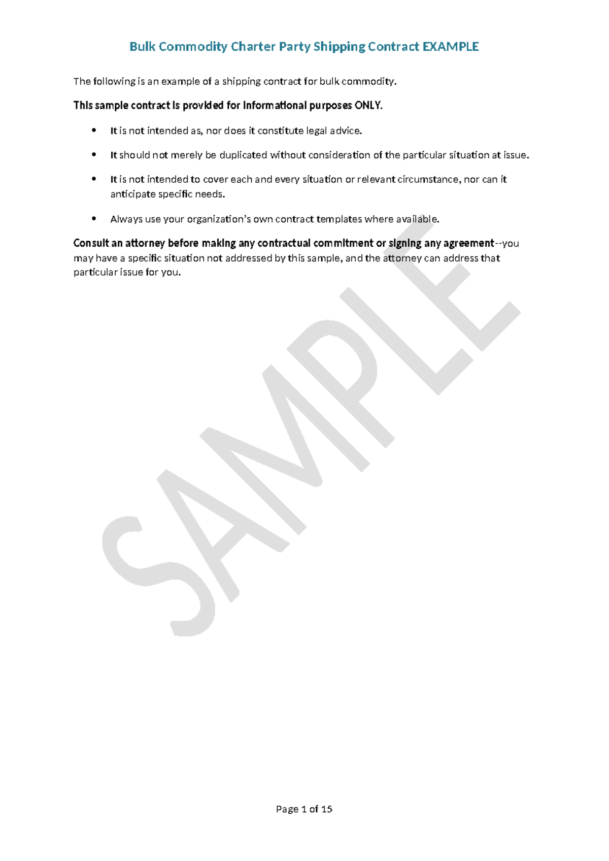 Chap 2 bulk commodity charter party shipping contract example - The ...
