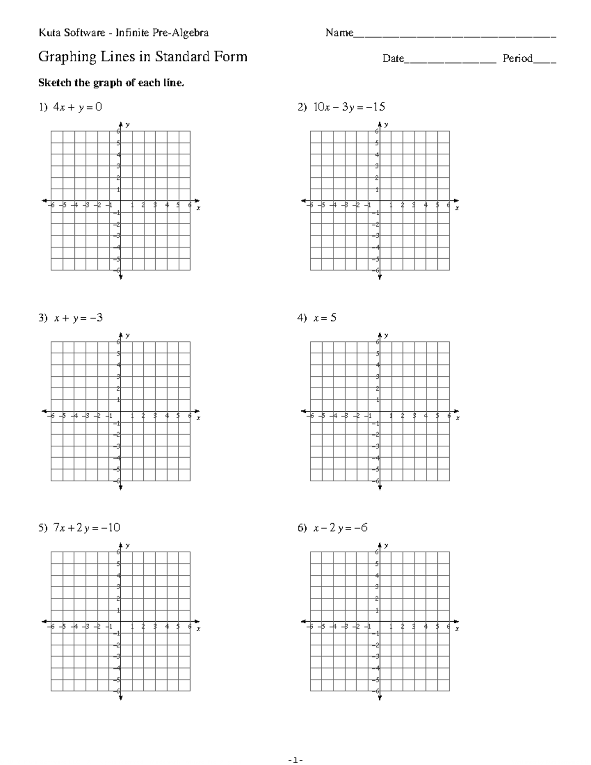 Graphing Lines in Standard Form - © 0 y 210 R 192 W FKwuVtqaF dSVoAfot ...