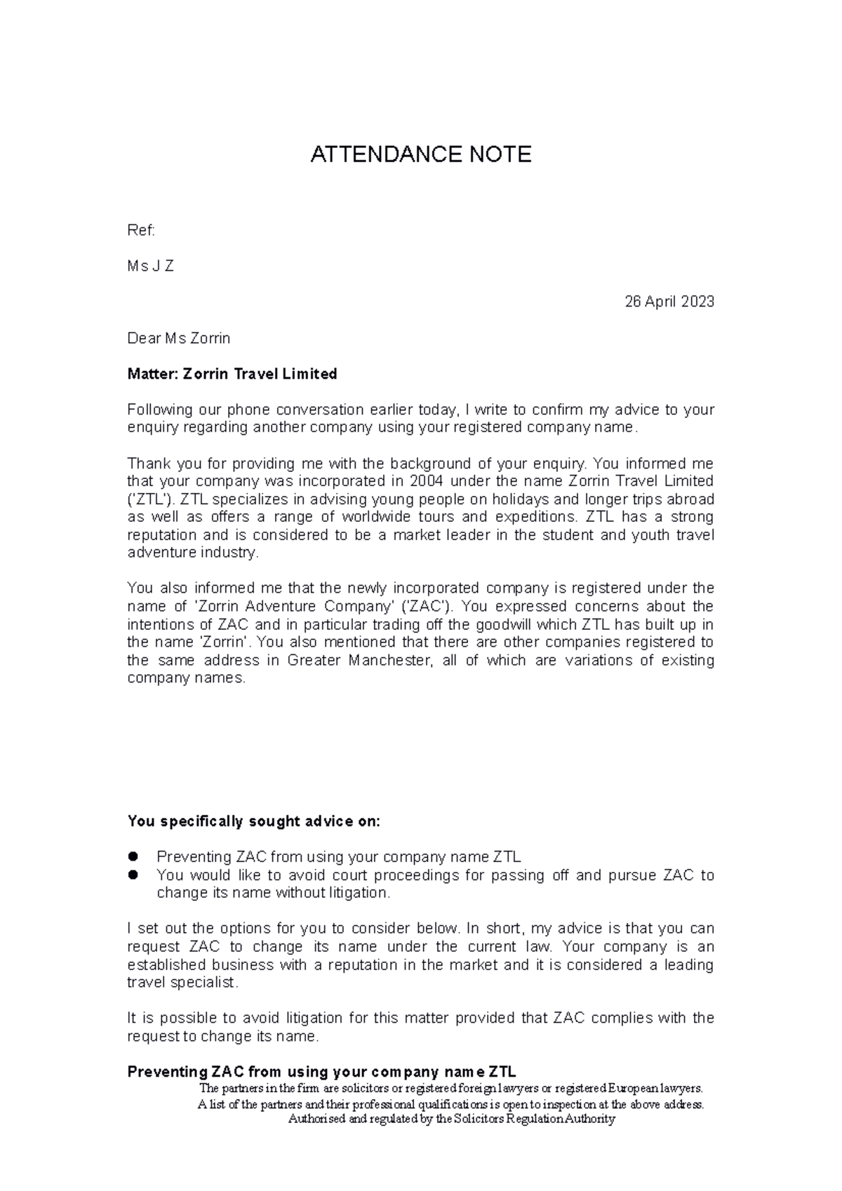 Attendance note template (2) - attendance note - ATTENDANCE NOTE Ref ...