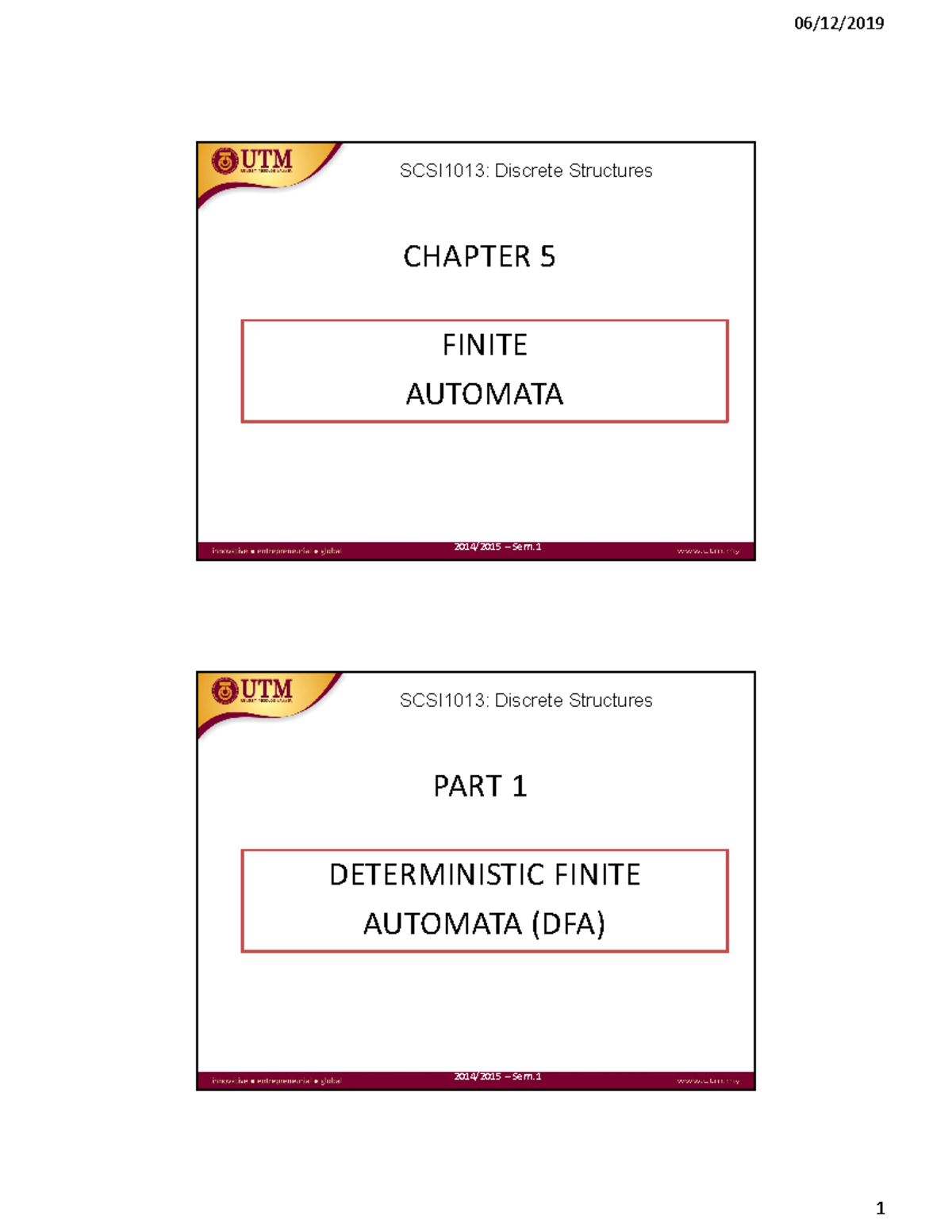 Chapter 5 Finite Automata Chapter 5 Finite Automata Scsi1013