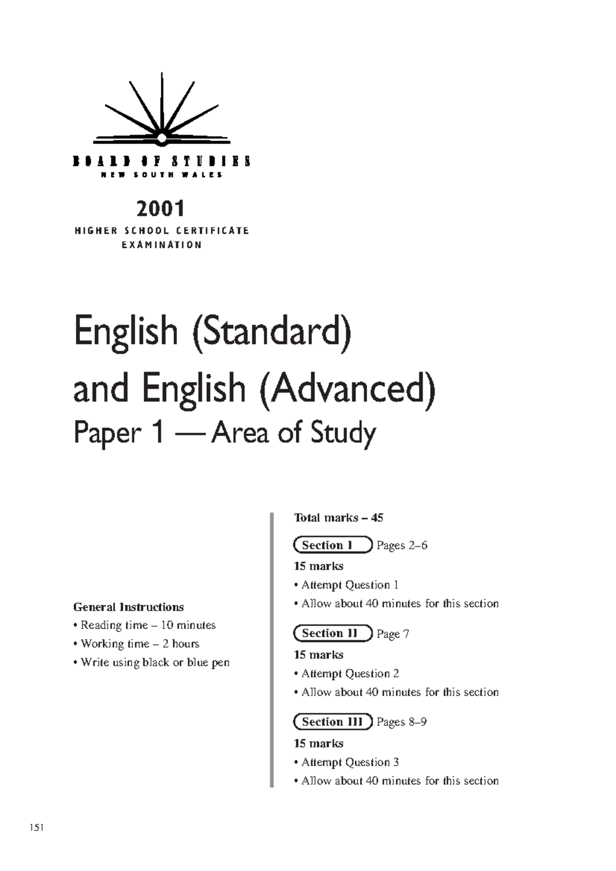 English 2001 HSC Paper 1 - MMAN2700 - UNSW Sydney - Studocu